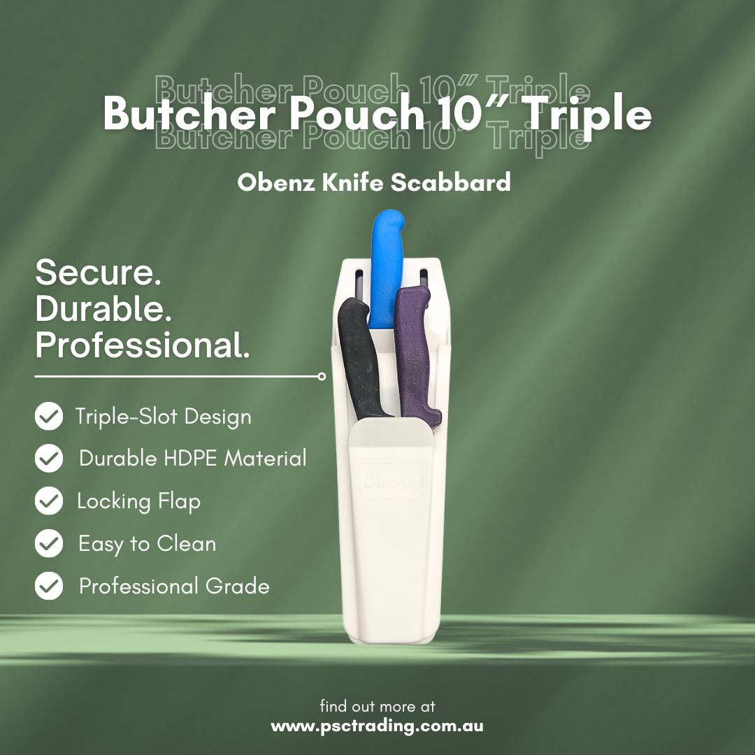 Butcher Pouch 10″ Triple | Obenz Knife Scabbard for Butchers & Chefs ...